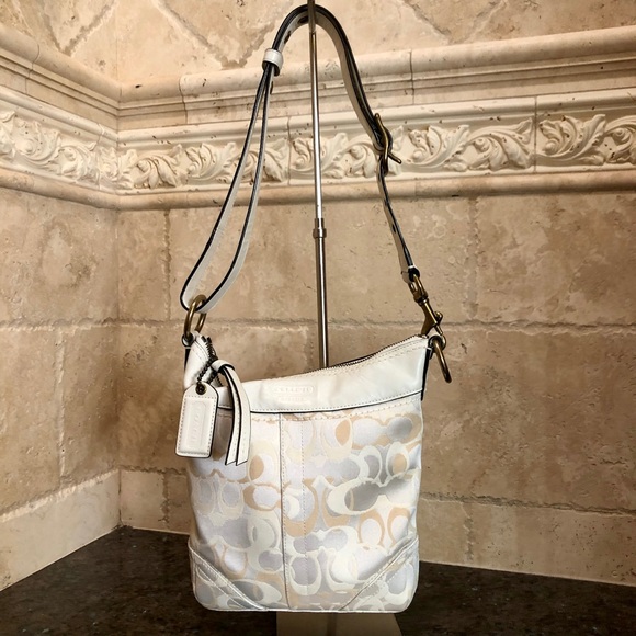 Coach | Bags | Coach Optic Signature Ivorybeige Canvas Leather Duffel ...